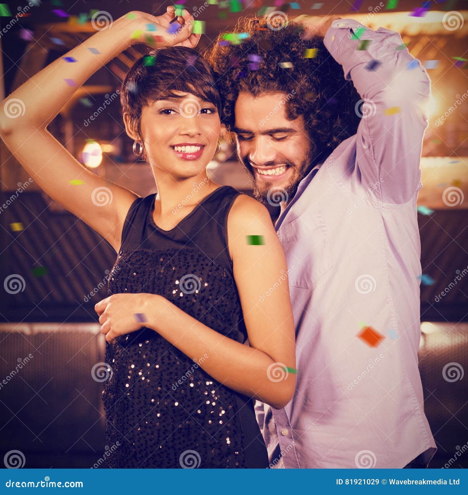 Composite Image of Cute Couple Dancing Together on Dance Floor Stock ...