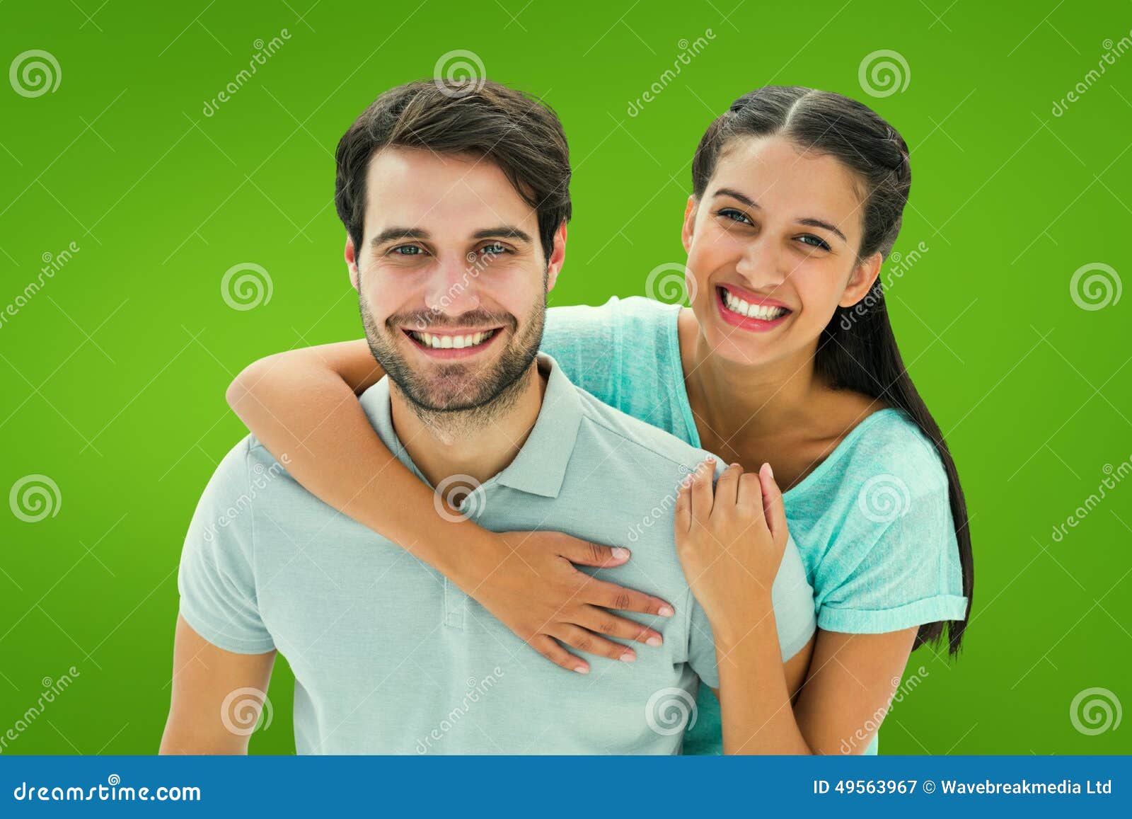 Composite Image of Cute Couple Smiling at Camera Stock Image - Image of ...