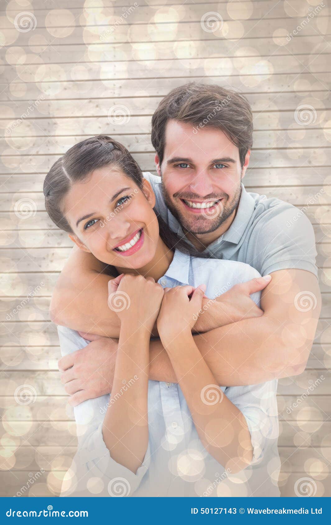 Composite Image of Cute Couple Smiling at Camera Stock Image - Image of ...