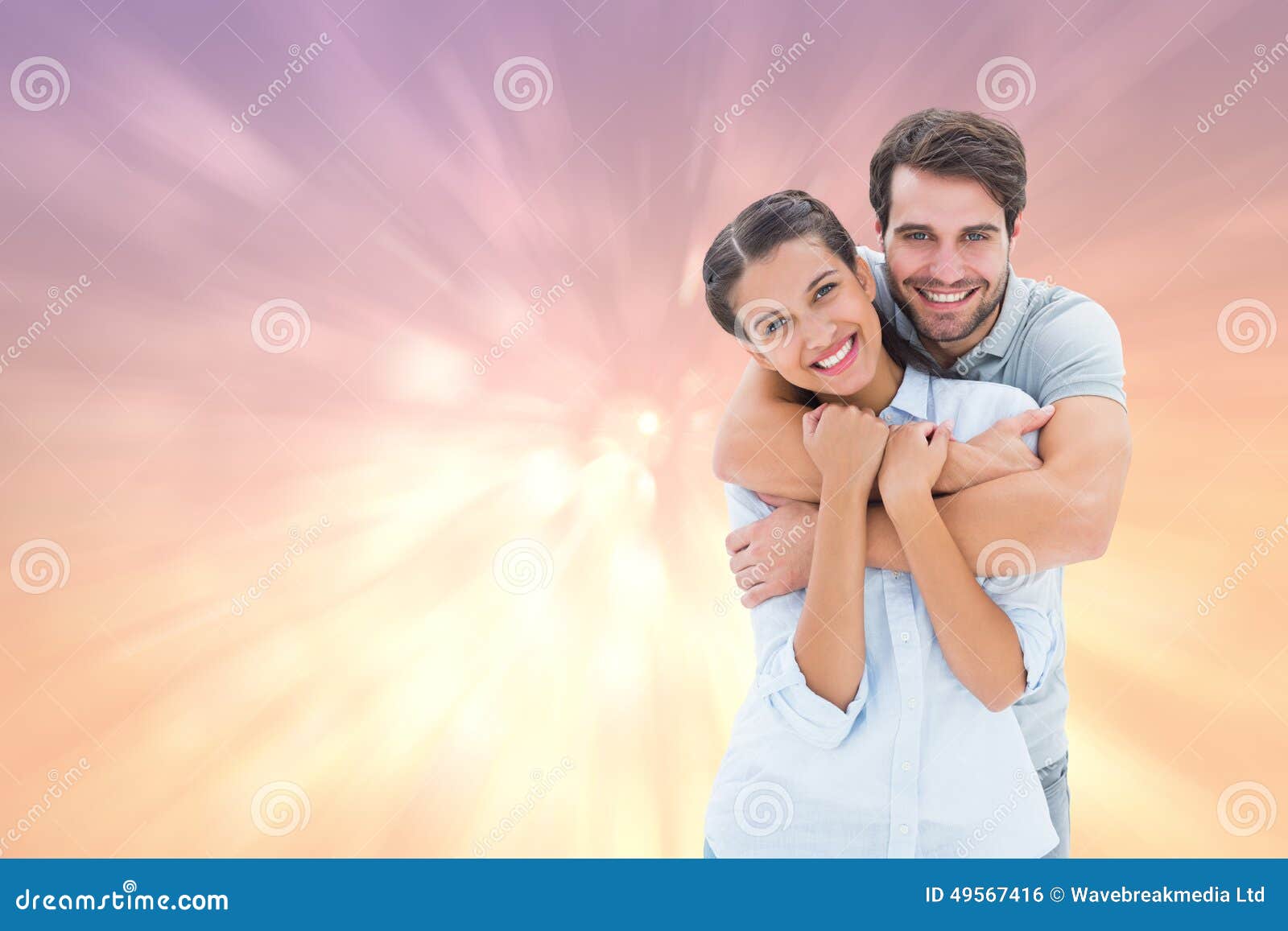 Composite Image of Cute Couple Smiling at Camera Stock Photo - Image of ...