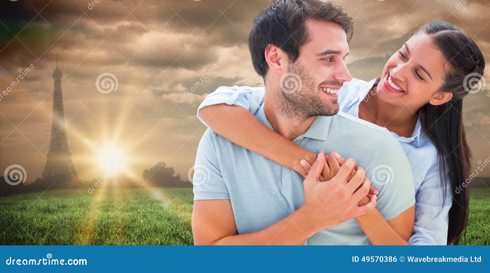 Composite Image of Cute Couple Smiling at Each Other Stock Photo ...