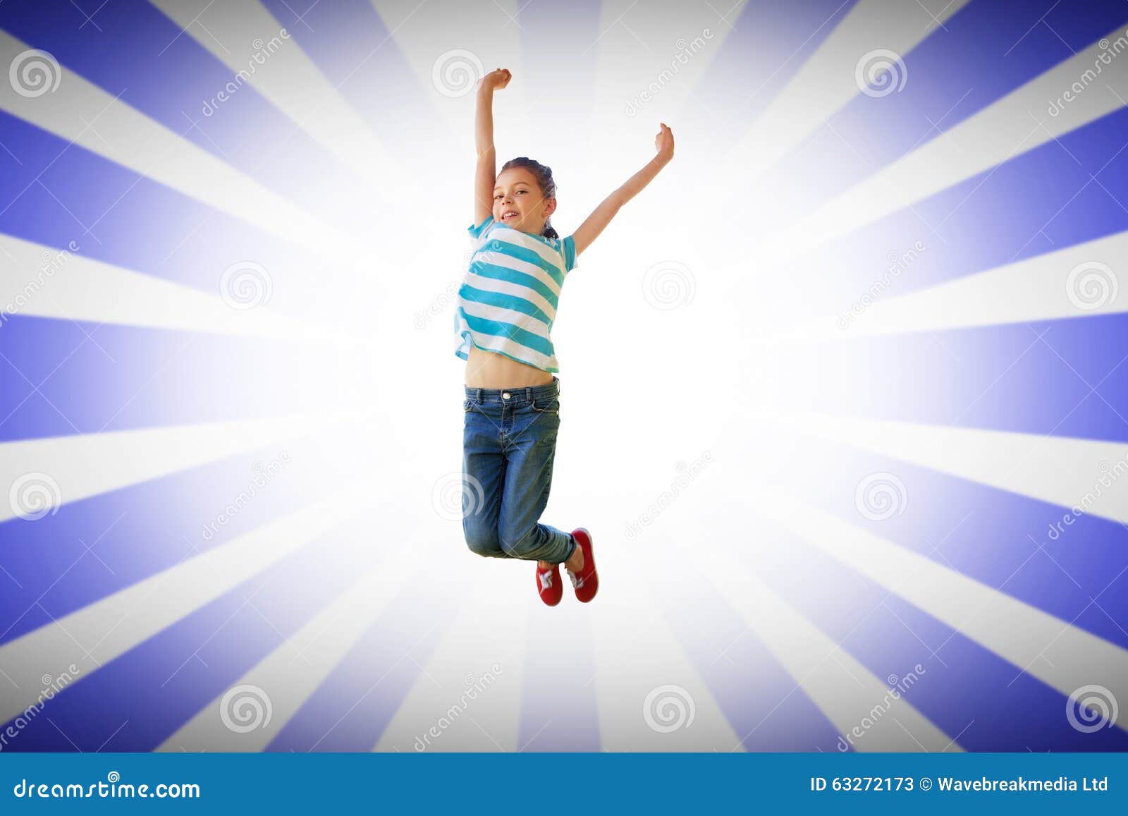 Composite Image of Cute Little Girl Jumping Up Stock Image - Image of ...