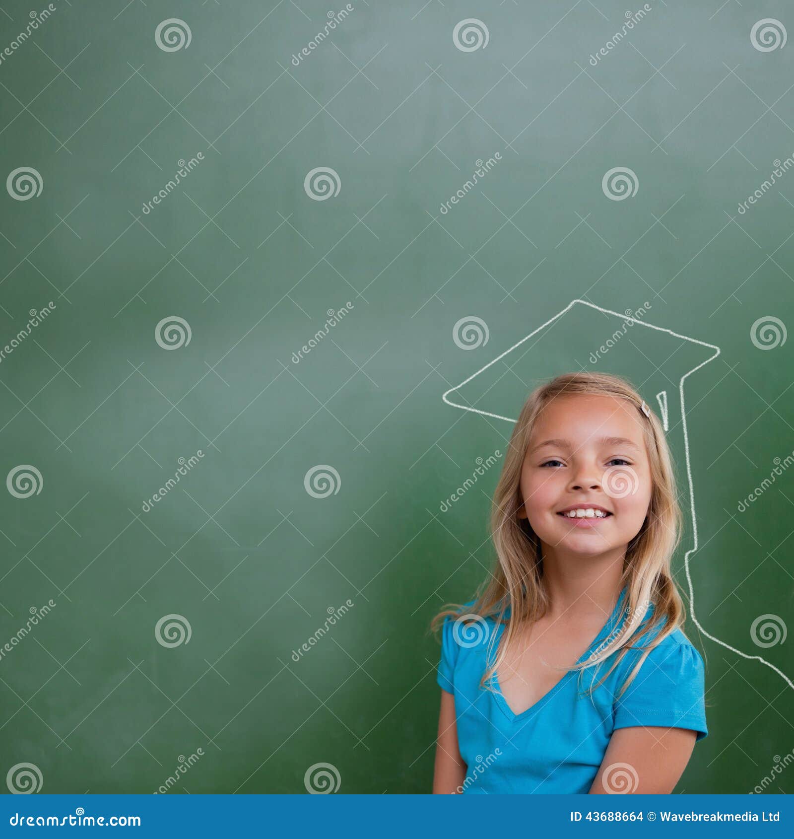 Composite Image of Cute Pupil with Graduate Outline Stock Photo - Image ...
