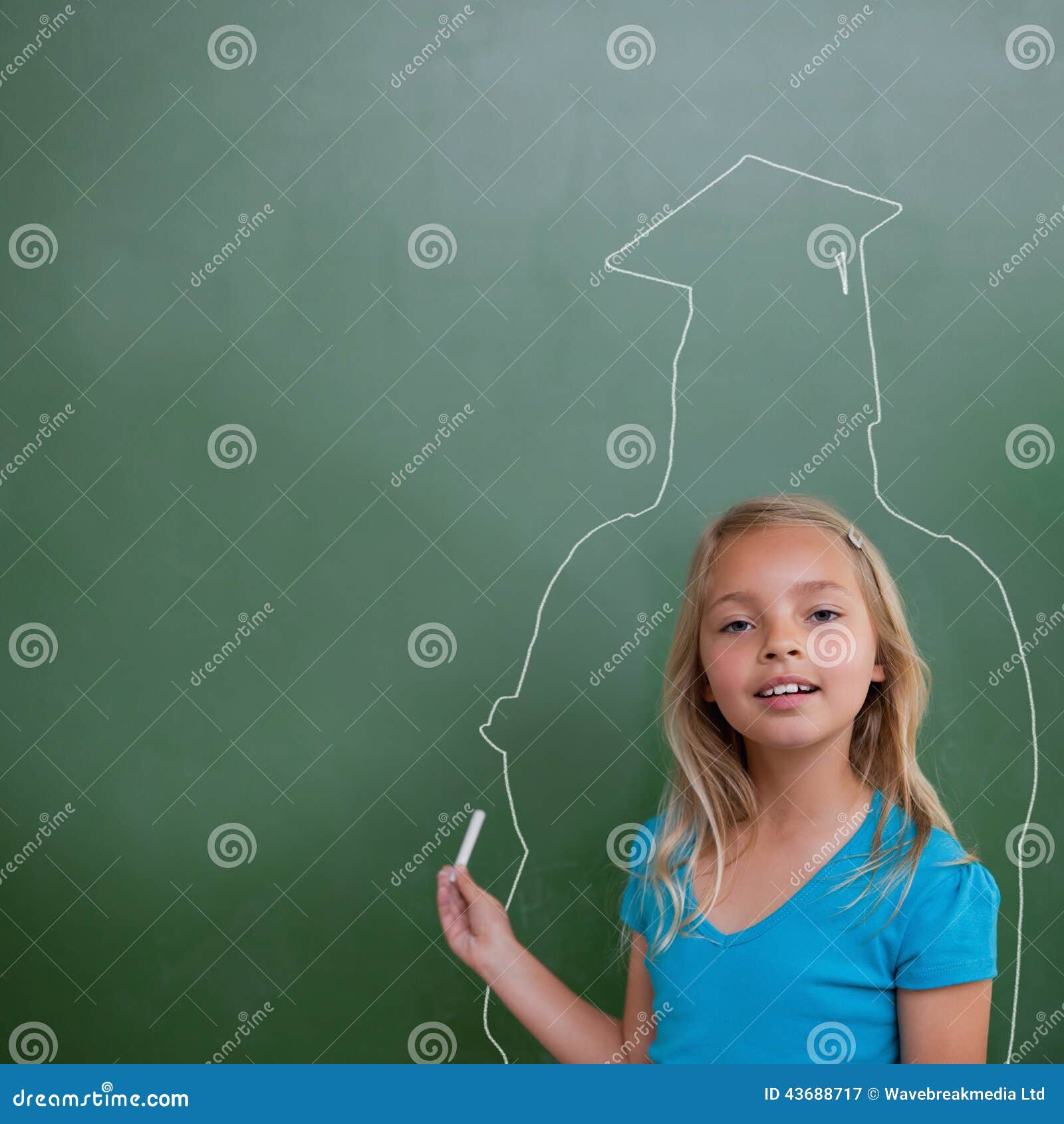 Composite Image of Cute Pupil with Graduate Outline Stock Image - Image ...