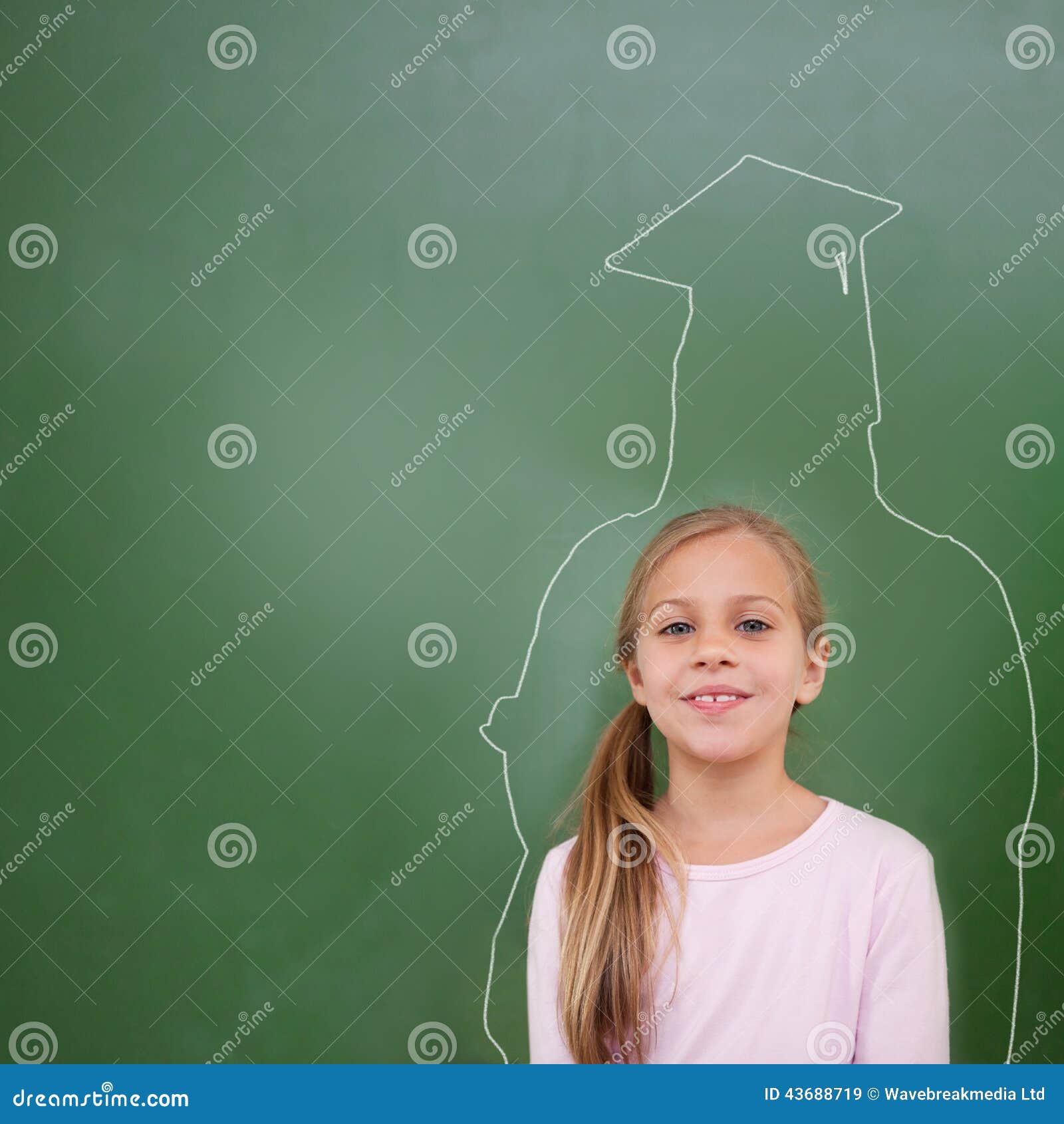Composite Image of Cute Pupil with Graduate Outline Stock Image - Image ...