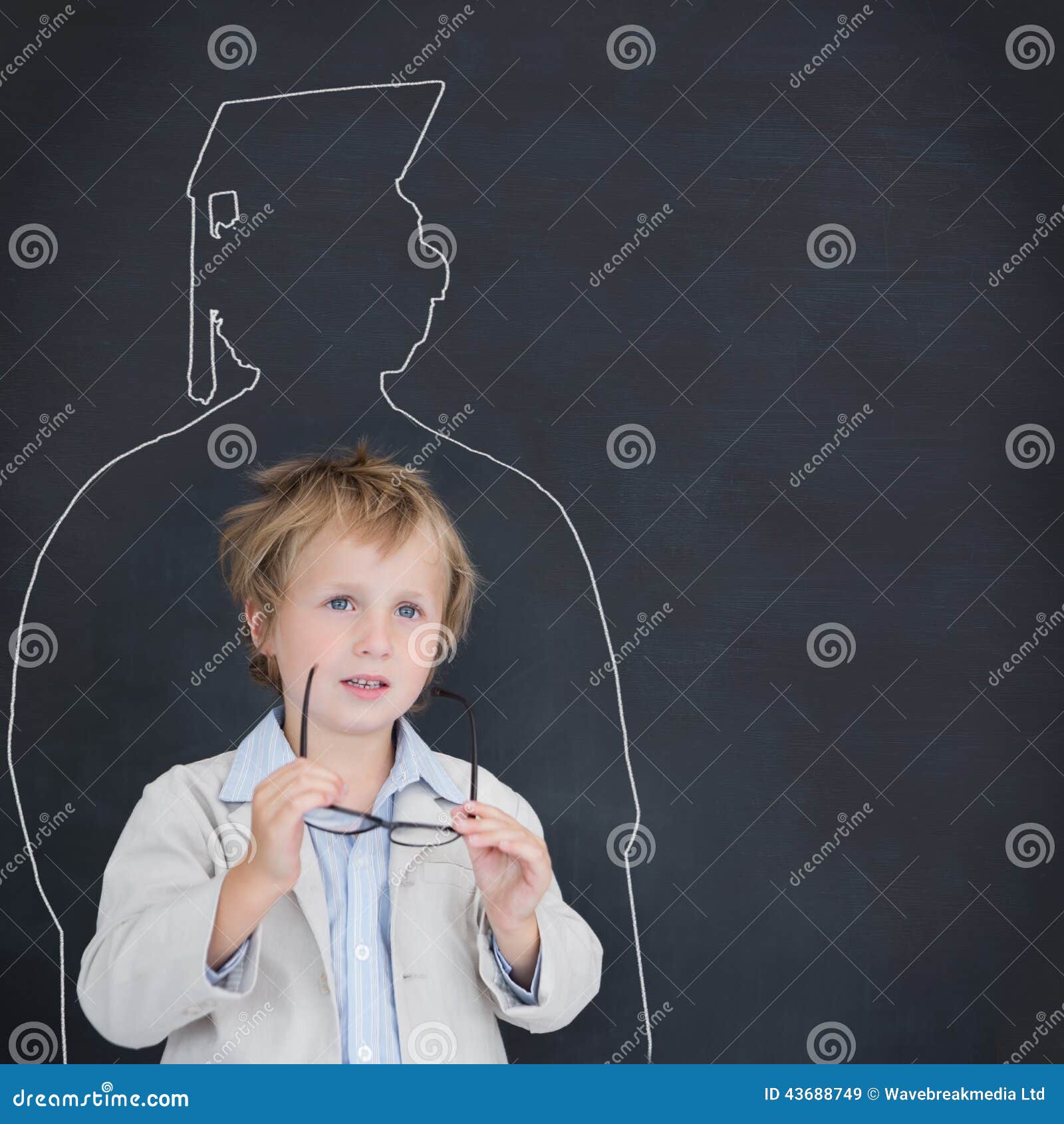 Composite Image of Cute Pupil with Graduate Outline Stock Image - Image ...