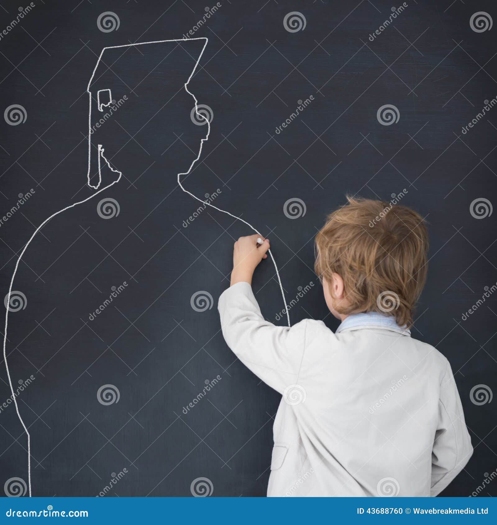 Composite Image of Cute Pupil with Graduate Outline Stock Photo - Image ...