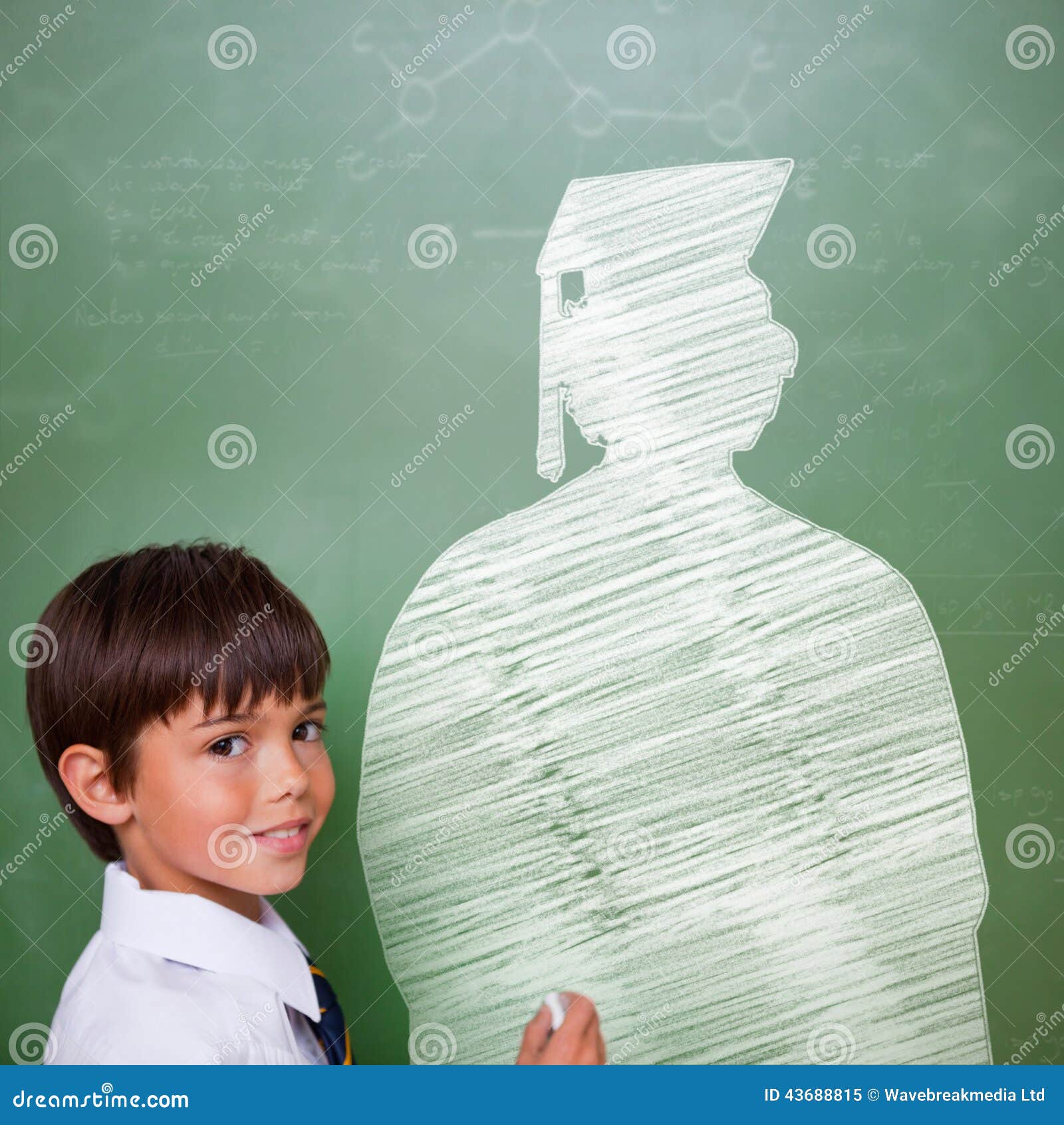 Composite Image of Cute Pupil with Graduate Outline Stock Image - Image ...