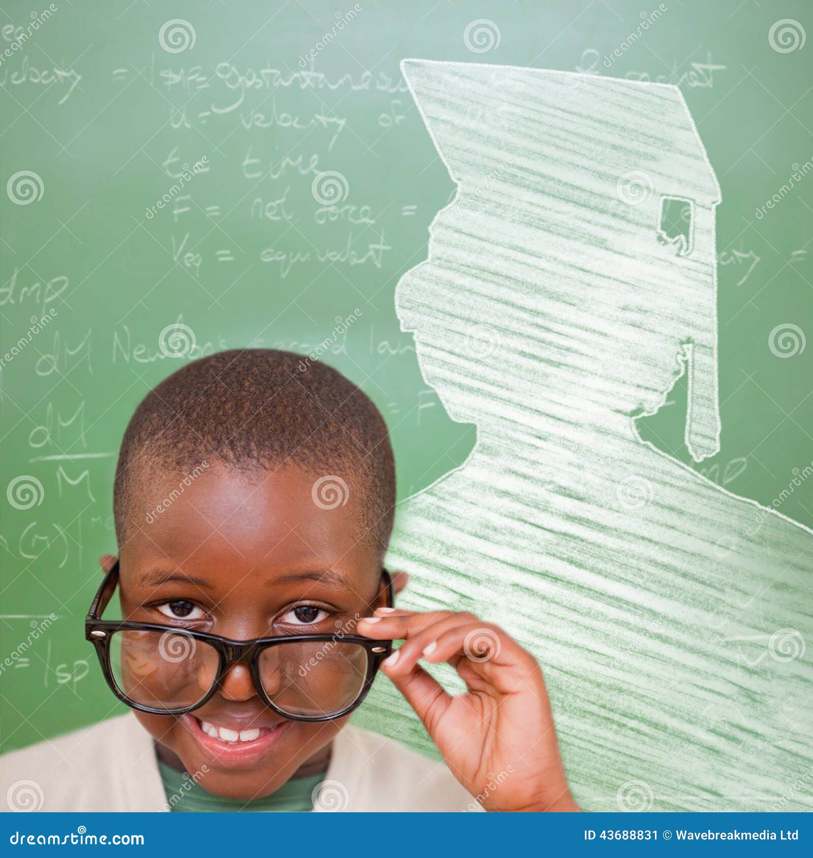 Composite Image of Cute Pupil with Graduate Outline Stock Image - Image ...