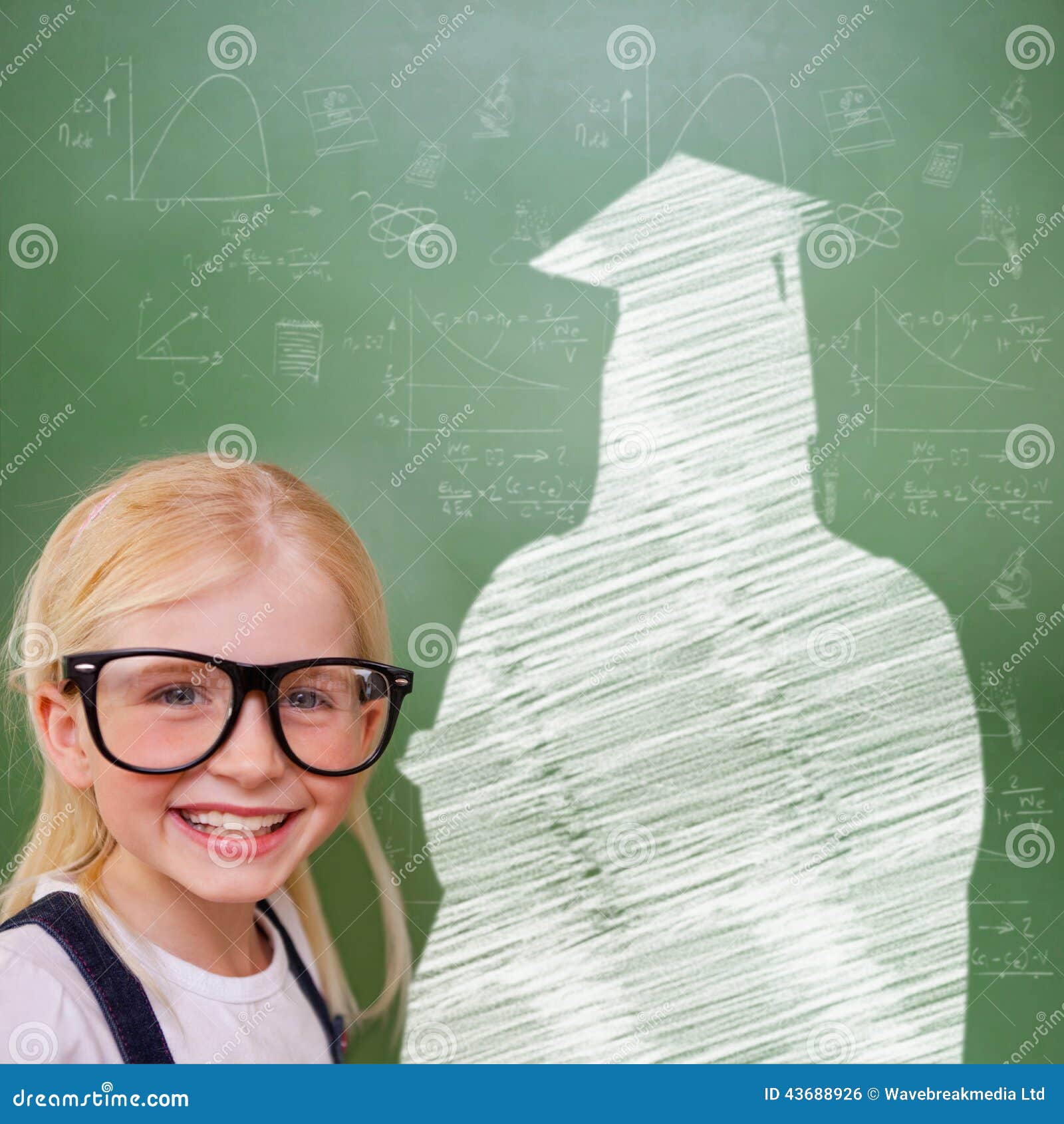 Composite Image of Cute Pupil with Graduate Outline Stock Photo - Image ...