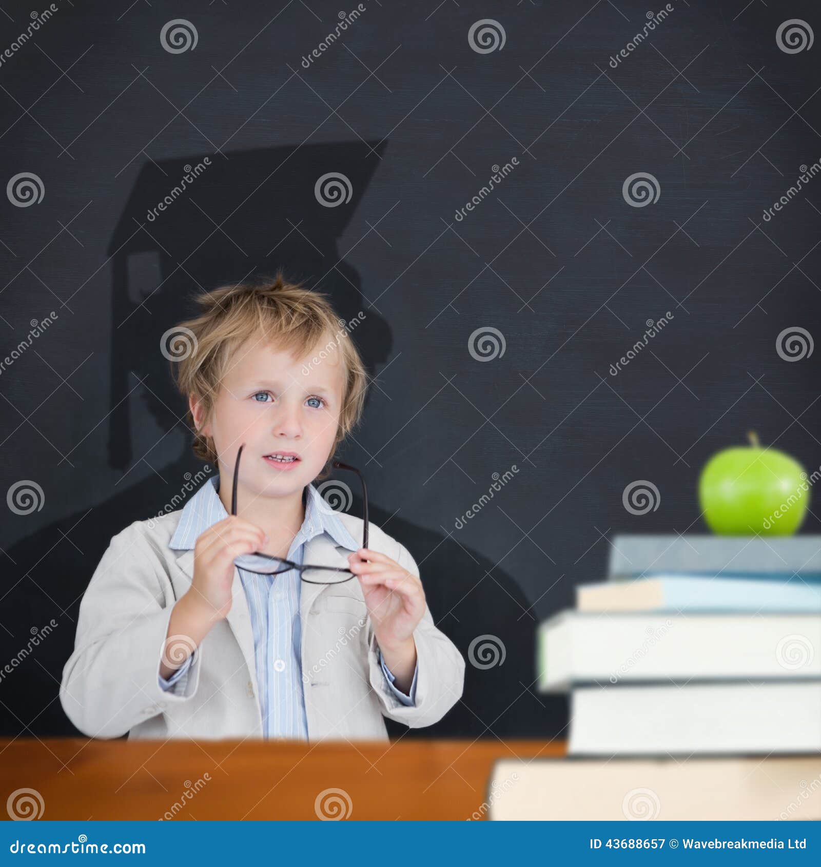 Composite Image of Cute Pupil with Graduate Shadow Stock Image - Image ...