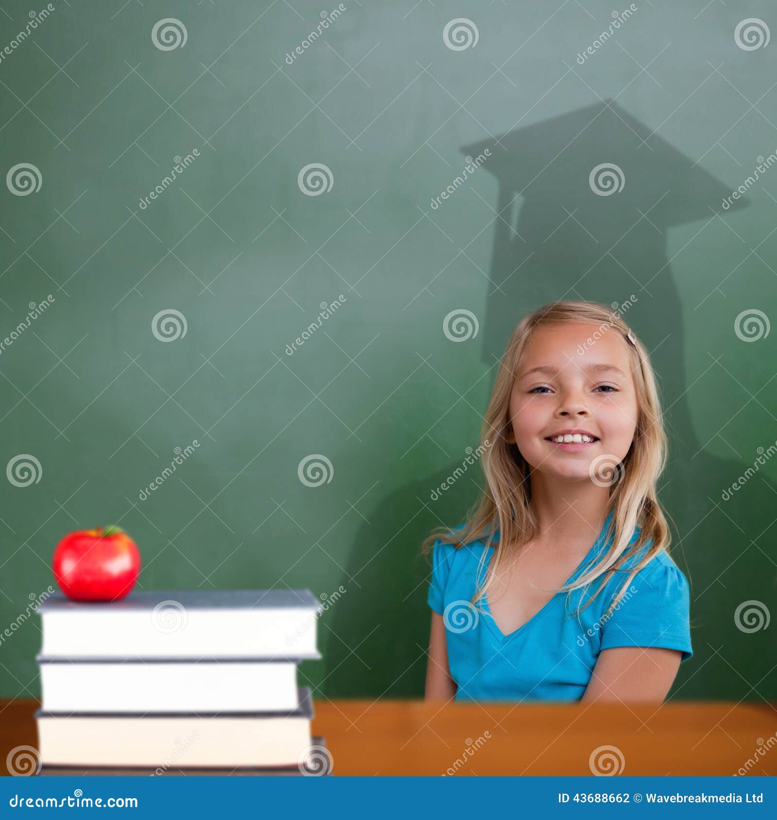 Composite Image of Cute Pupil with Graduate Shadow Stock Photo - Image ...