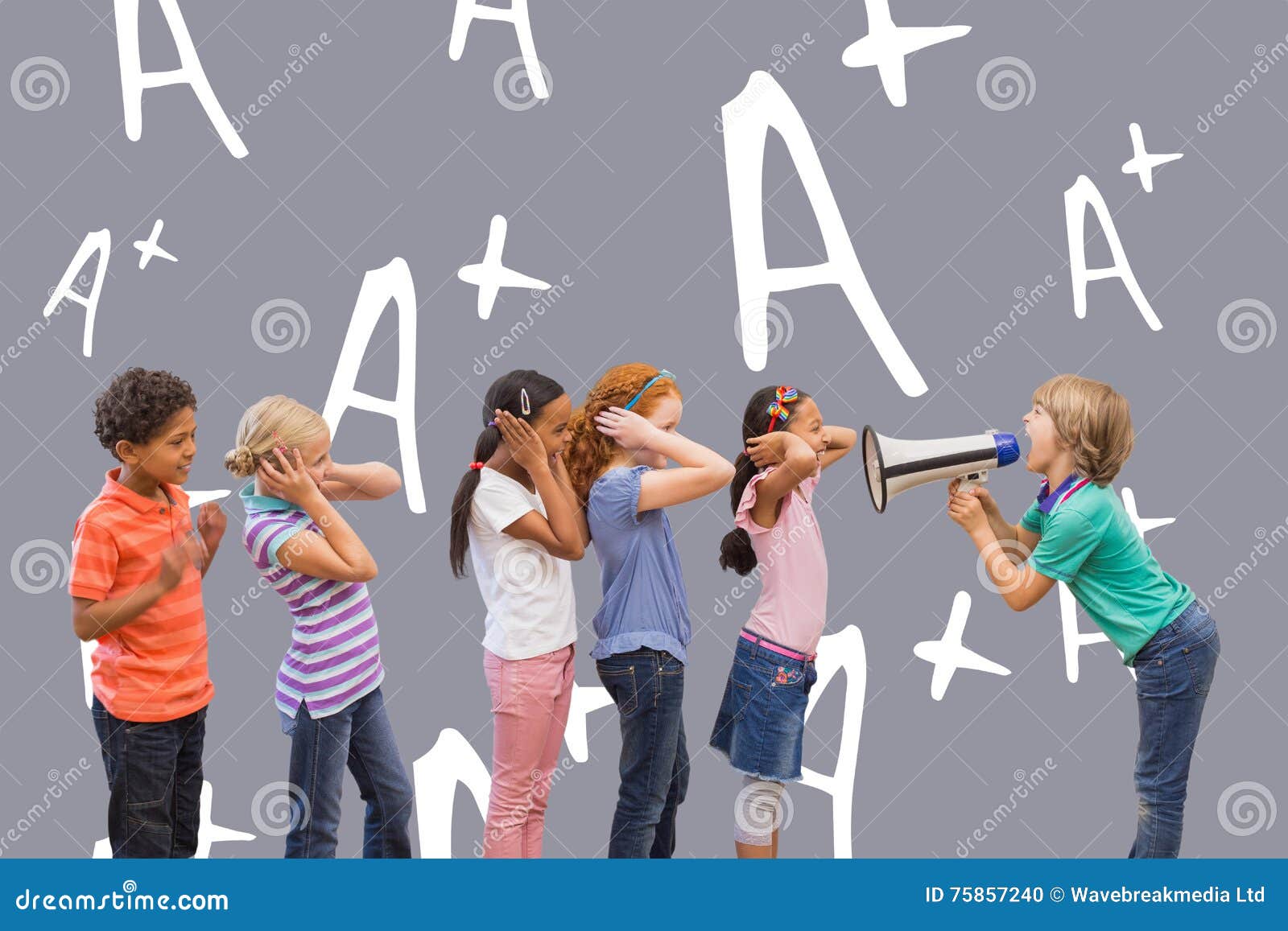 Composite Image Of Cute Pupil Shouting In Classroom Stock Photo - Image ...