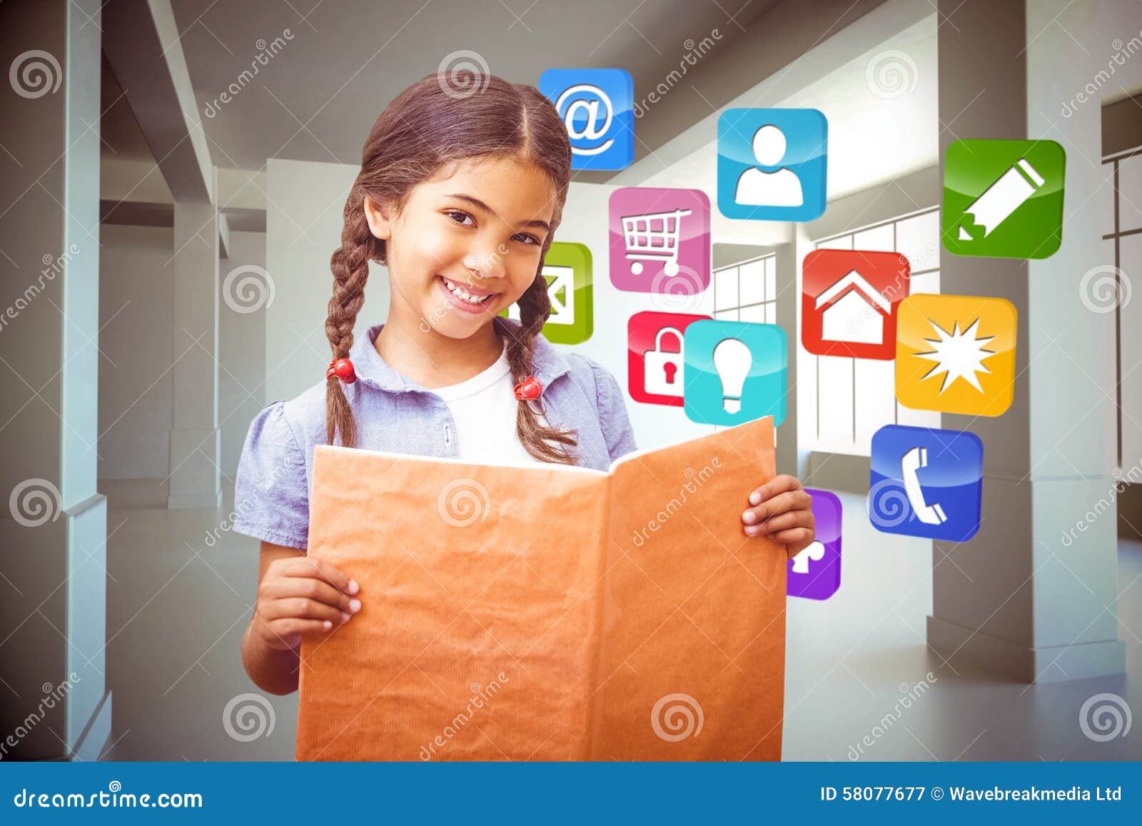 Composite Image of Cute Pupil Smiling at Camera during Class ...
