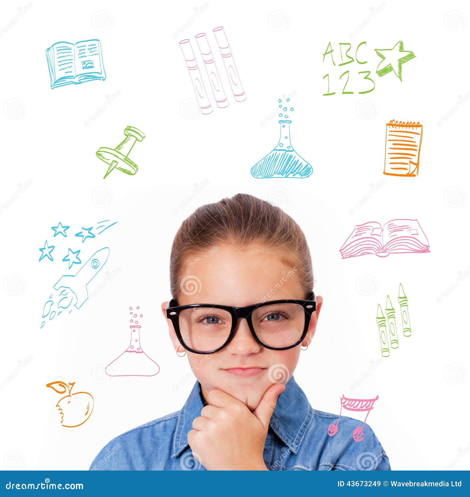 Composite Image of Cute Pupil Thinking Stock Image - Image of school ...