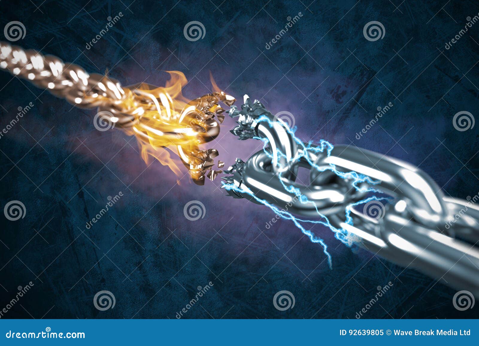 Composite Image of 3d Illustration of Damaged Silver Chain Stock ...