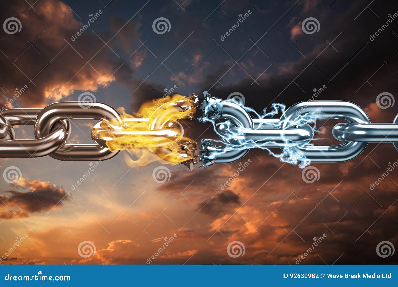 Composite Image of 3d Image of Broken Silver Metal Chain Stock ...
