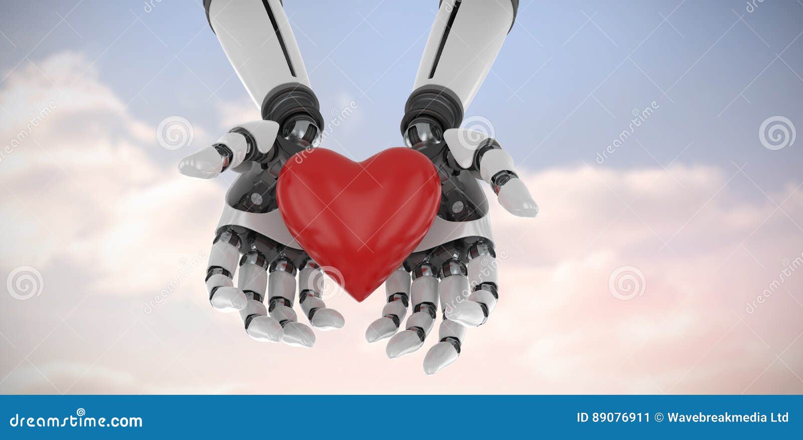 Composite Image of 3d Image of Cyborg Holding Heart Shape Decor Stock ...