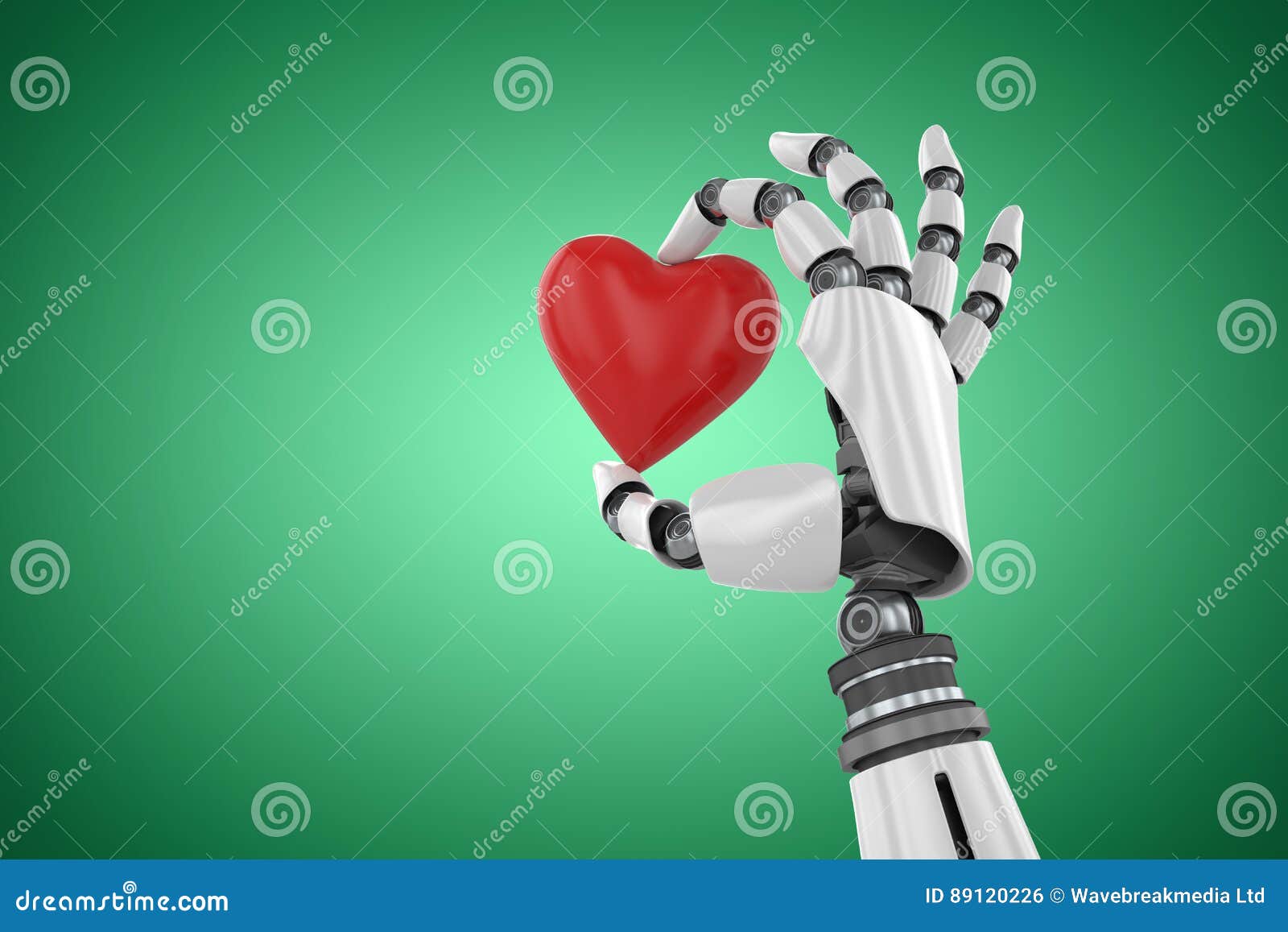 Composite Image of 3d Image of Cyborg Holding Red Heart Shape Decor 3d ...