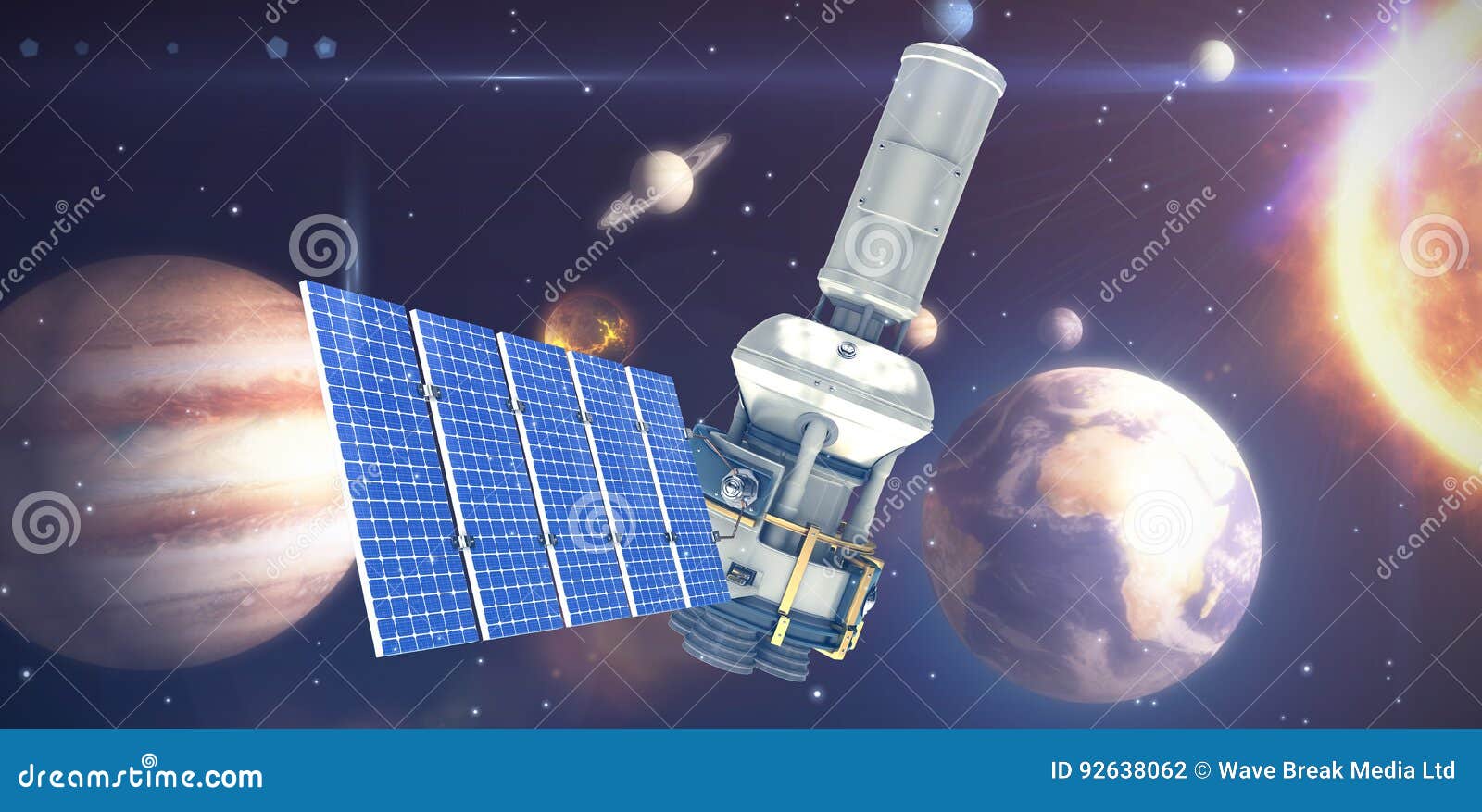 Composite Image of 3d Image of Modern Solar Power Satellite Stock ...