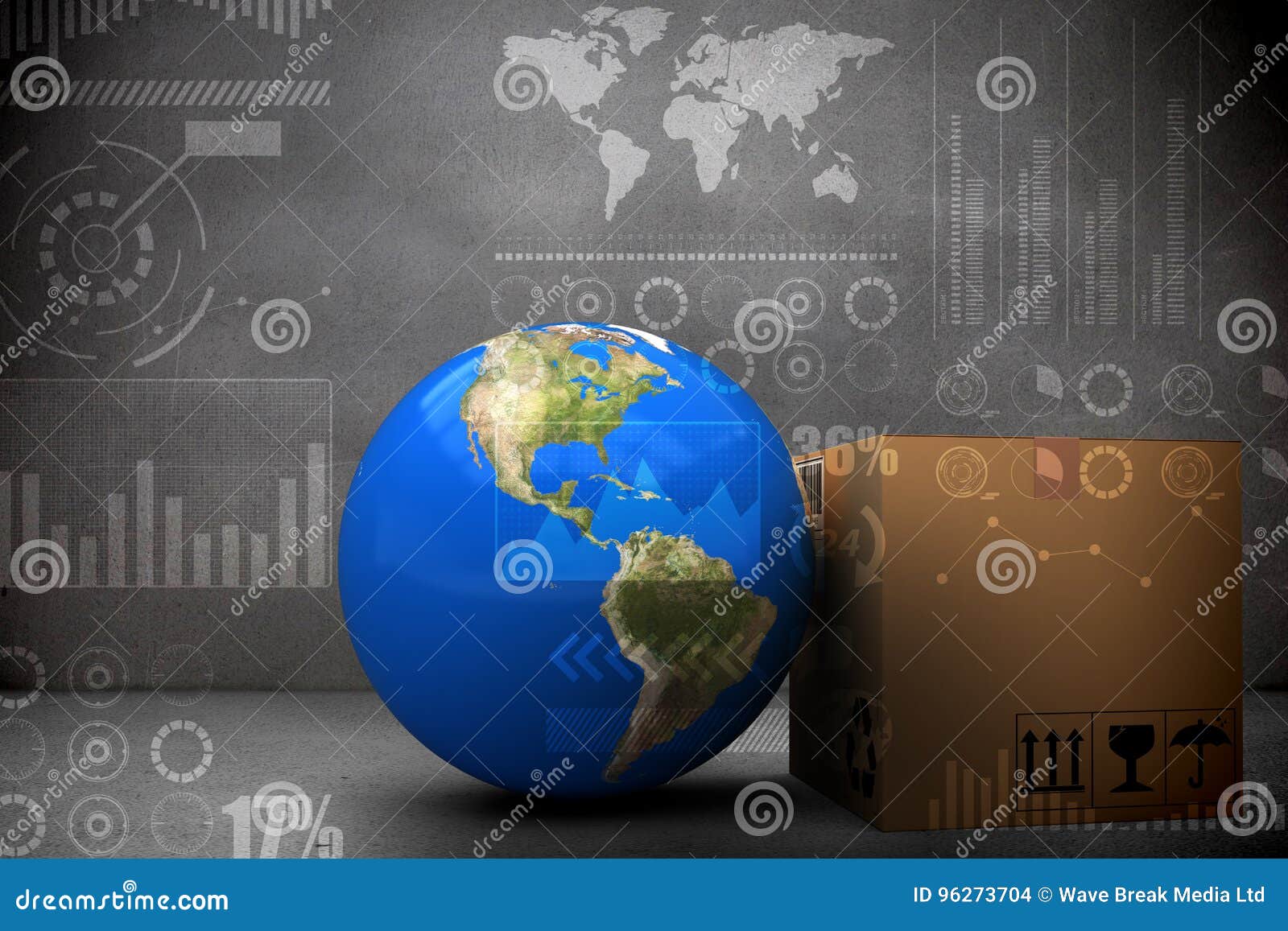 Composite Image of 3d Image of Planet Earth by Cardboard Box Stock ...