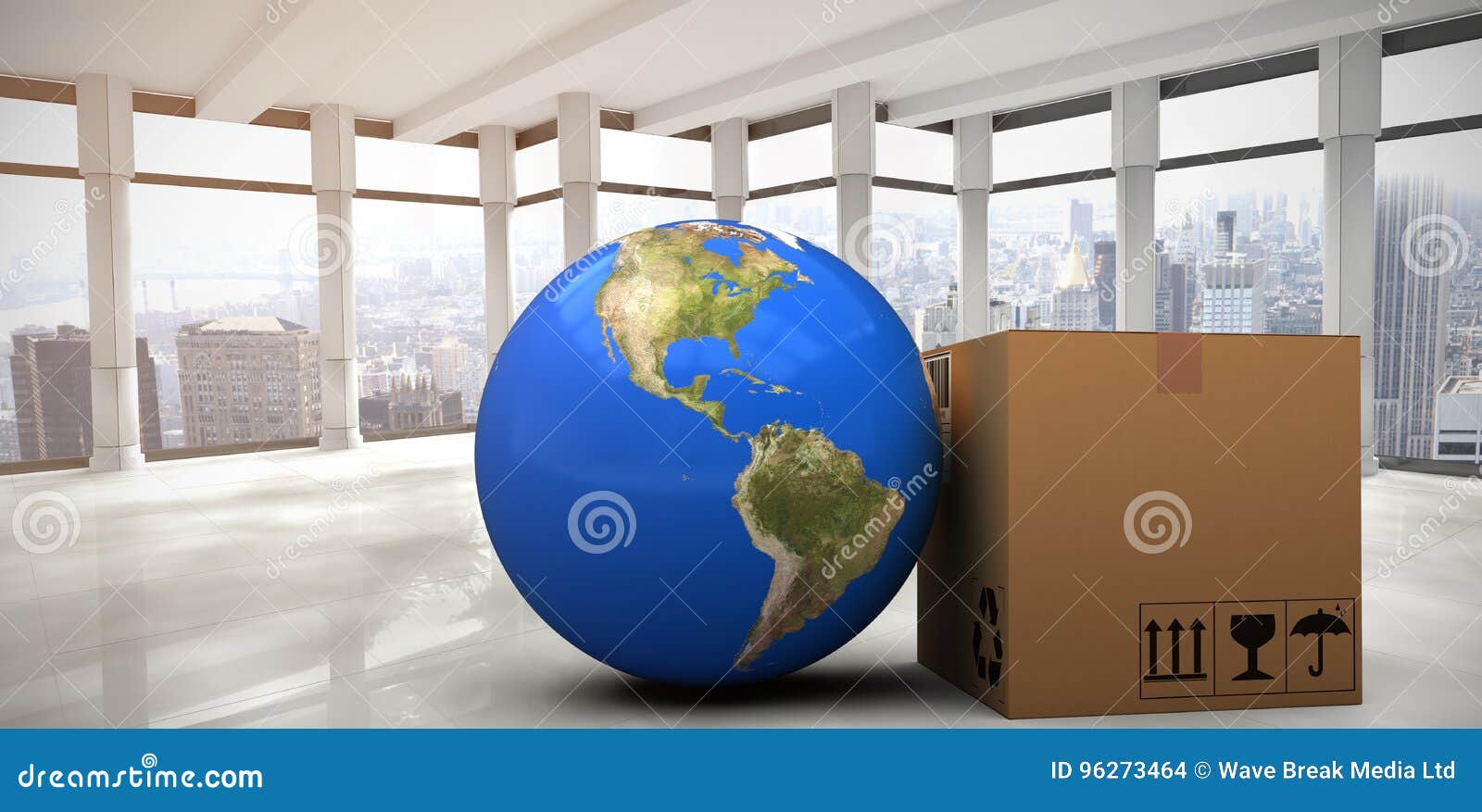 Composite Image of 3d Image of Planet Earth by Cardboard Box Stock ...