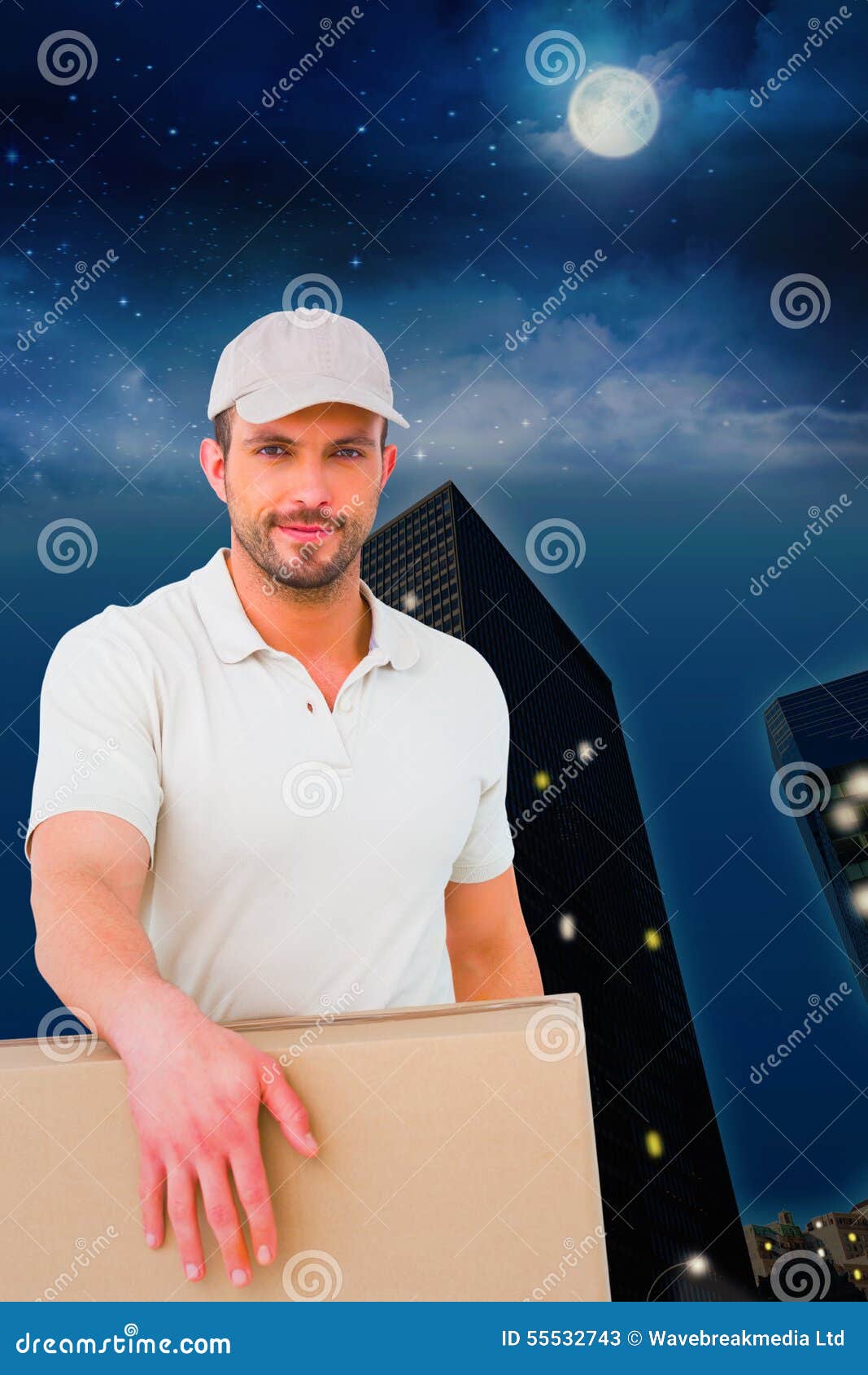 Composite Image of Delivery Man Carrying Package Stock Image - Image of ...