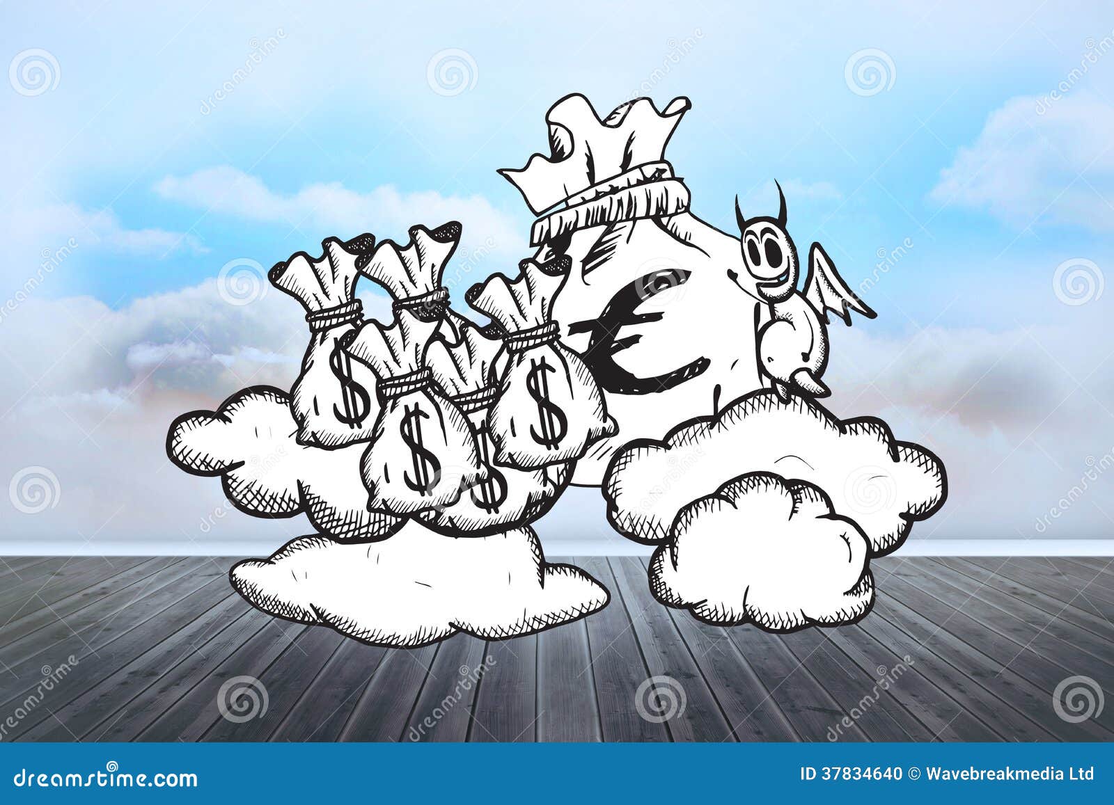 Composite Image of Devil with Money Bags Doodle Stock Illustration ...