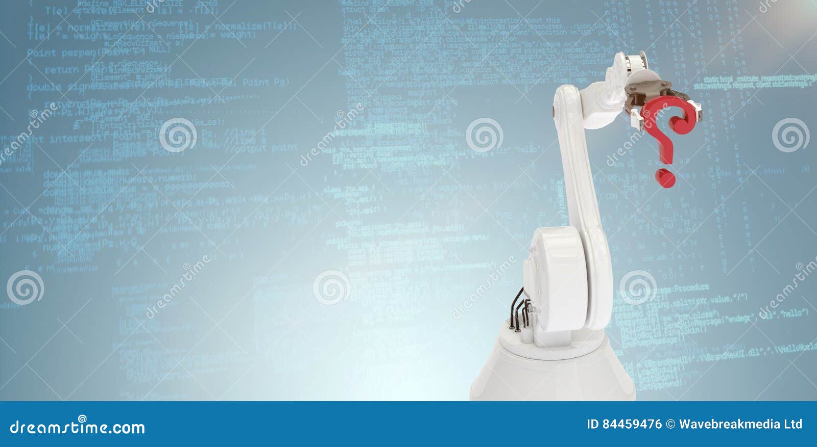 Composite Image of Digital Composite Robotic Arm with Question Mark 3d ...