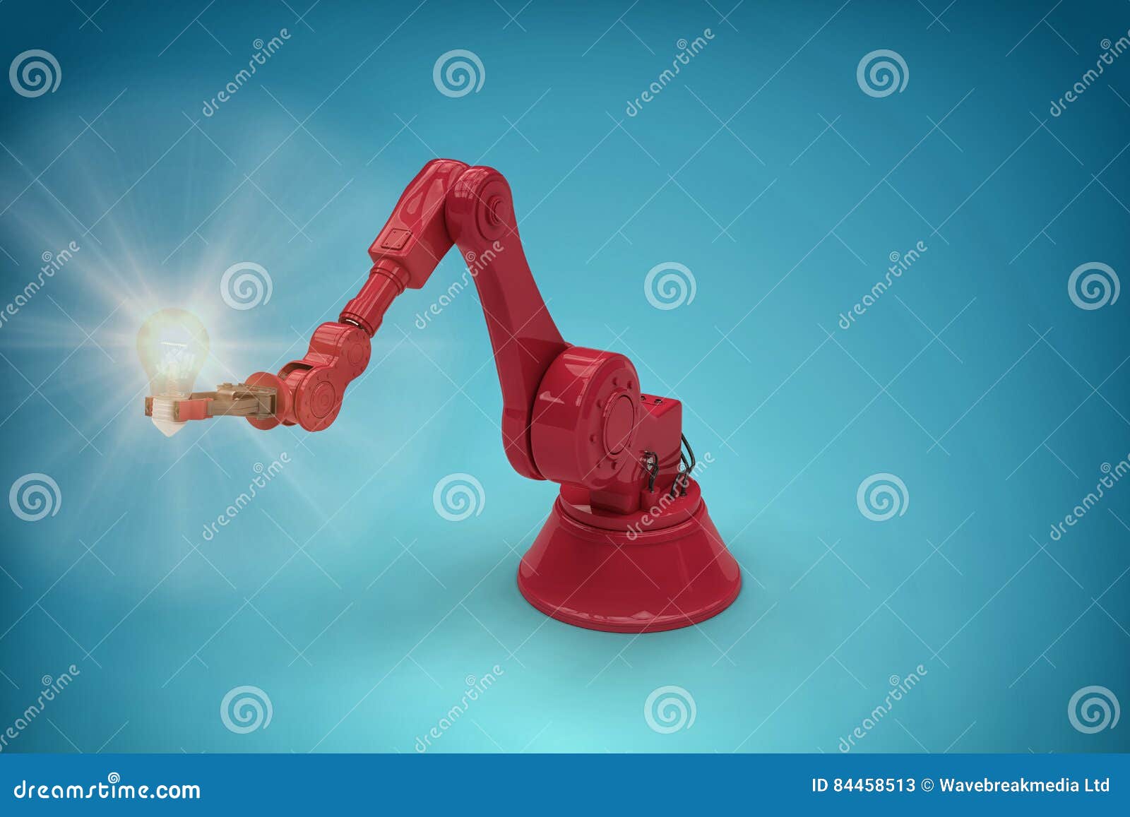 Composite Image of Digital Generated Image of Red Robotic Arm Holding ...