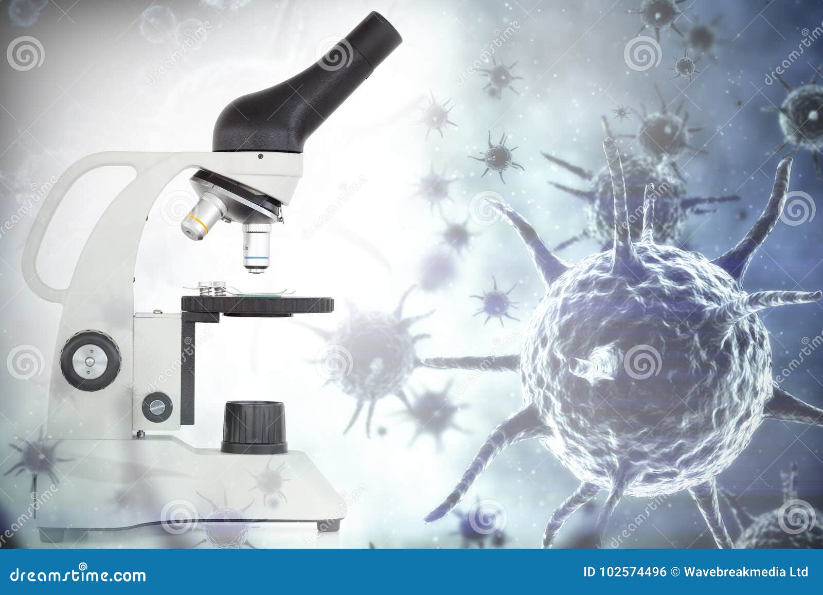 Composite Image of Digital Image of Blue Virus Stock Illustration ...