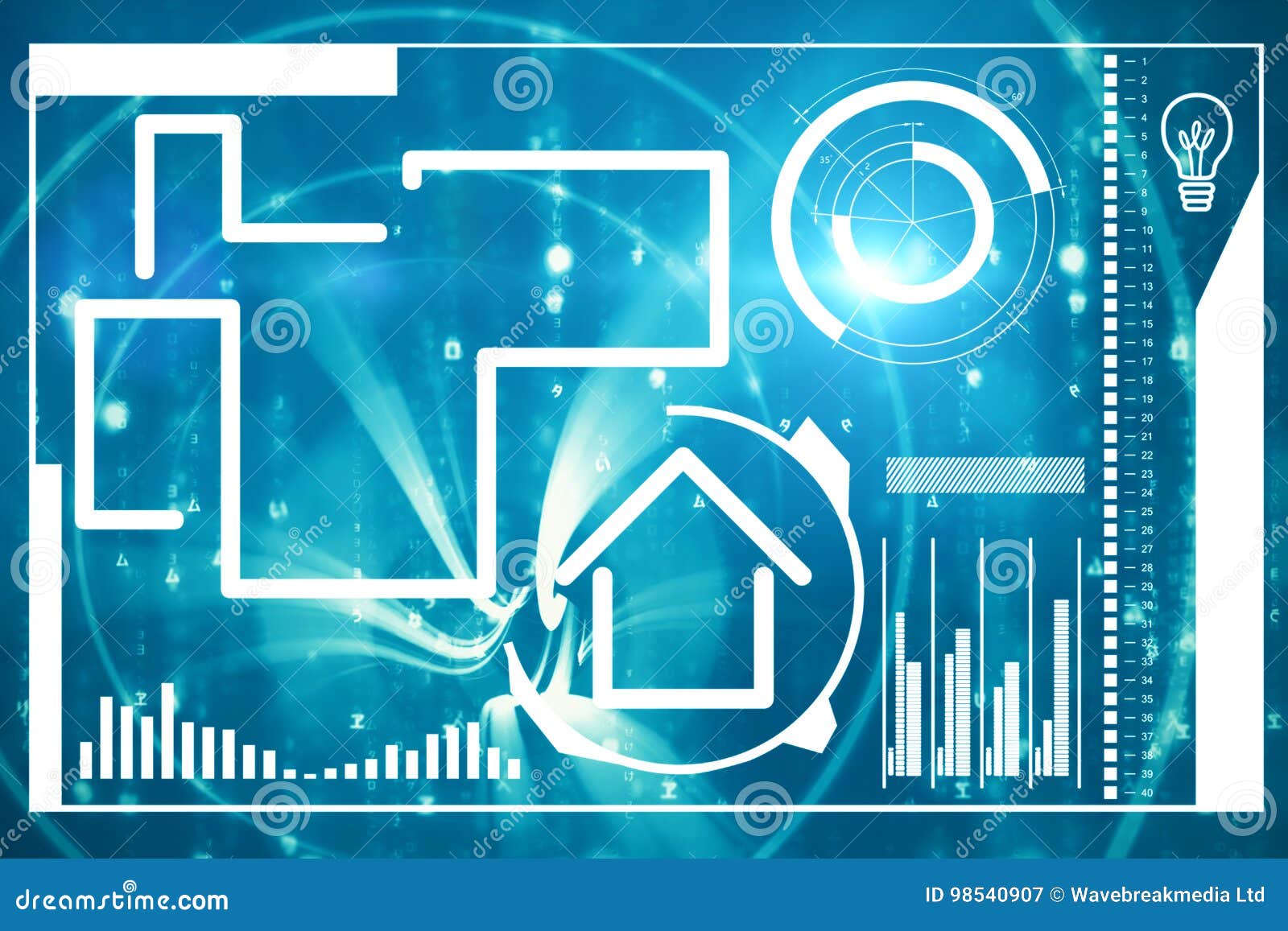 Composite Image of Digital Image of Blueprint Stock Illustration ...