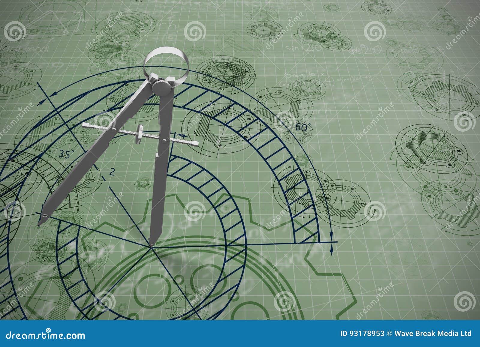 Composite Image of Digital Image of Drawing Compass Stock Illustration ...