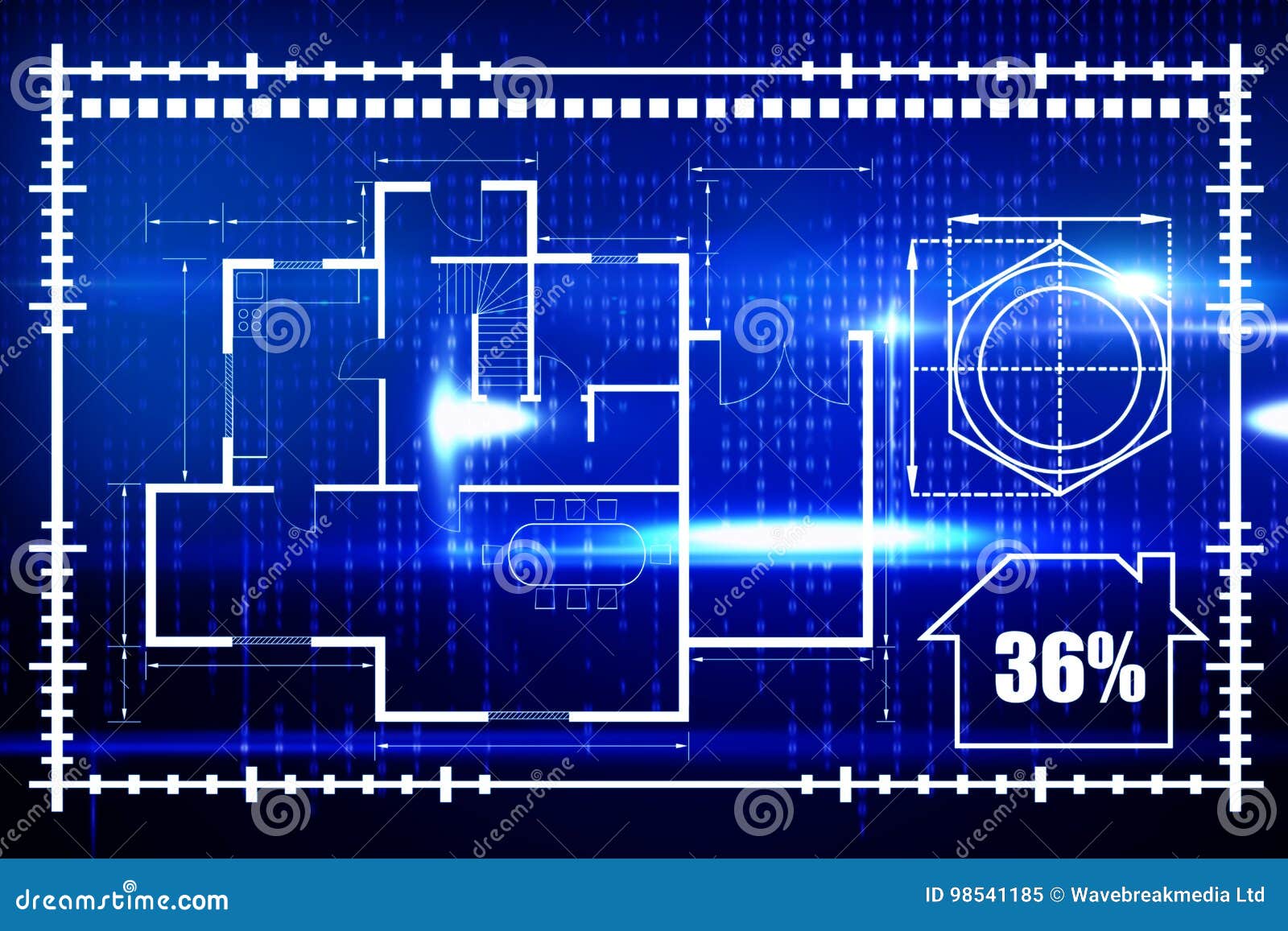 Composite Image of Digital Image of House Blueprint Stock Illustration ...