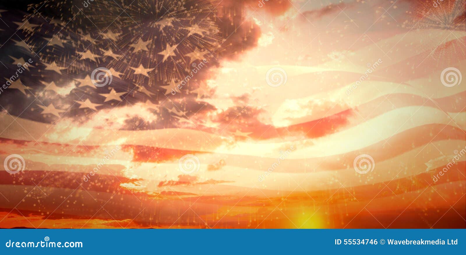 Composite Image of Digitally Generated American Flag Rippling Stock ...