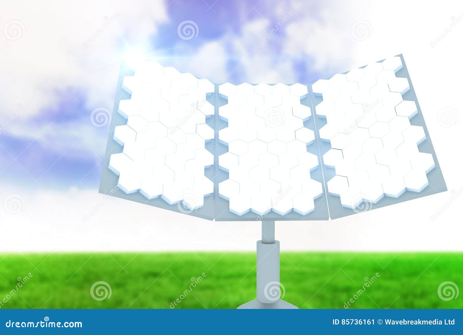 Composite Image of Digitally Generated Image of Hexagon Shaped Solar ...