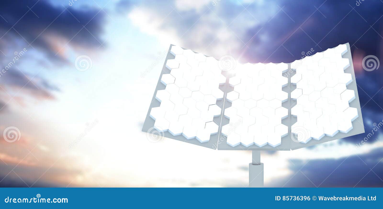 Composite Image of Digitally Generated Image of Hexagon Shaped Solar ...