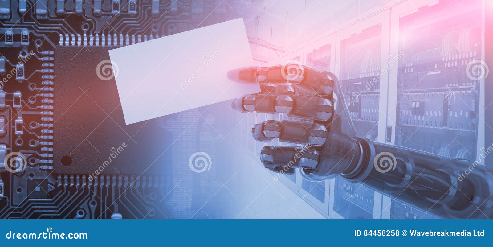 Composite Image of Digitally Generated Robotic Arm Holding Blank ...