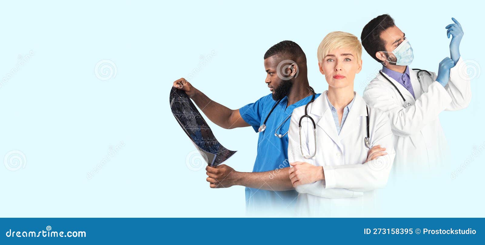 Composite Image with Diverse Doctors in Uniform during Working Shift in ...