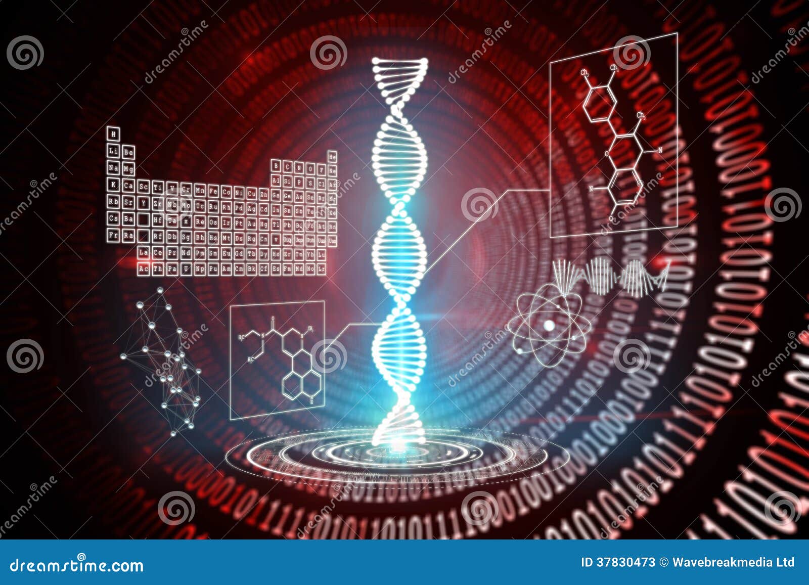 Dna Helix With Binary Numbers Over Blue Stock Photography ...