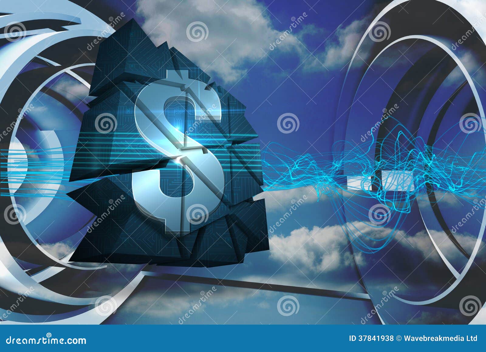 Composite Image of Dollar Sign on Abstract Screen Stock Illustration ...
