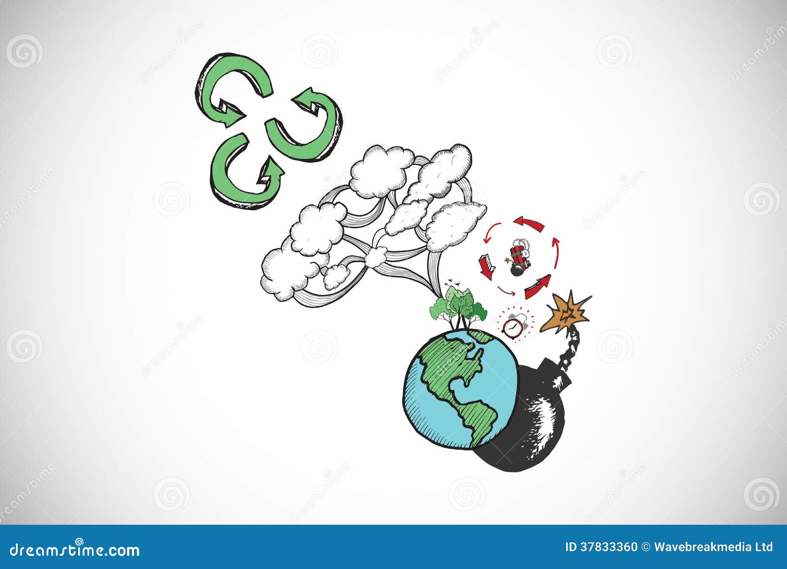 Composite Image of Dynamite Earth and Cloud Computing Doodle Stock ...