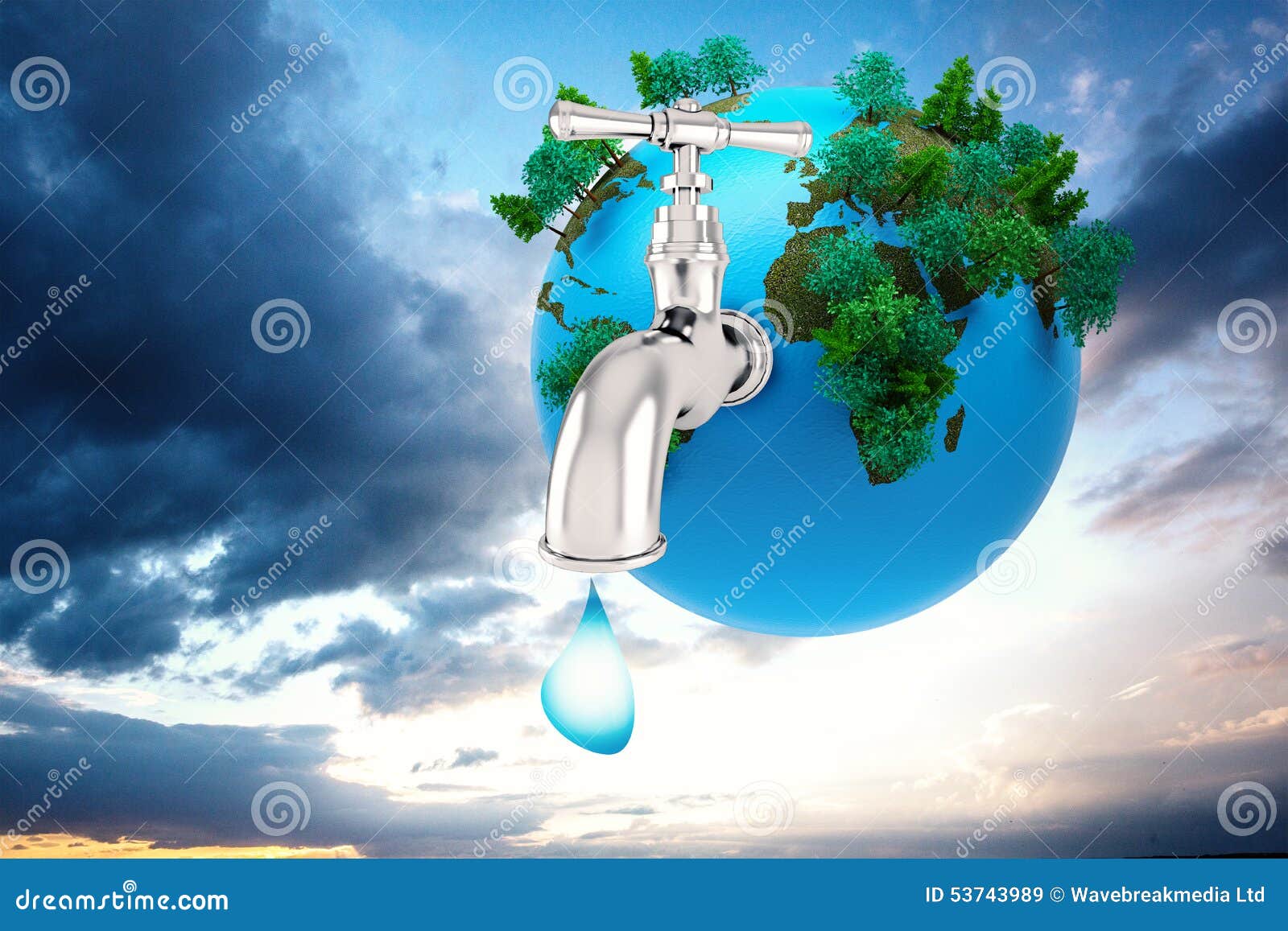 Composite Image of Earth with Faucet Stock Illustration - Illustration ...