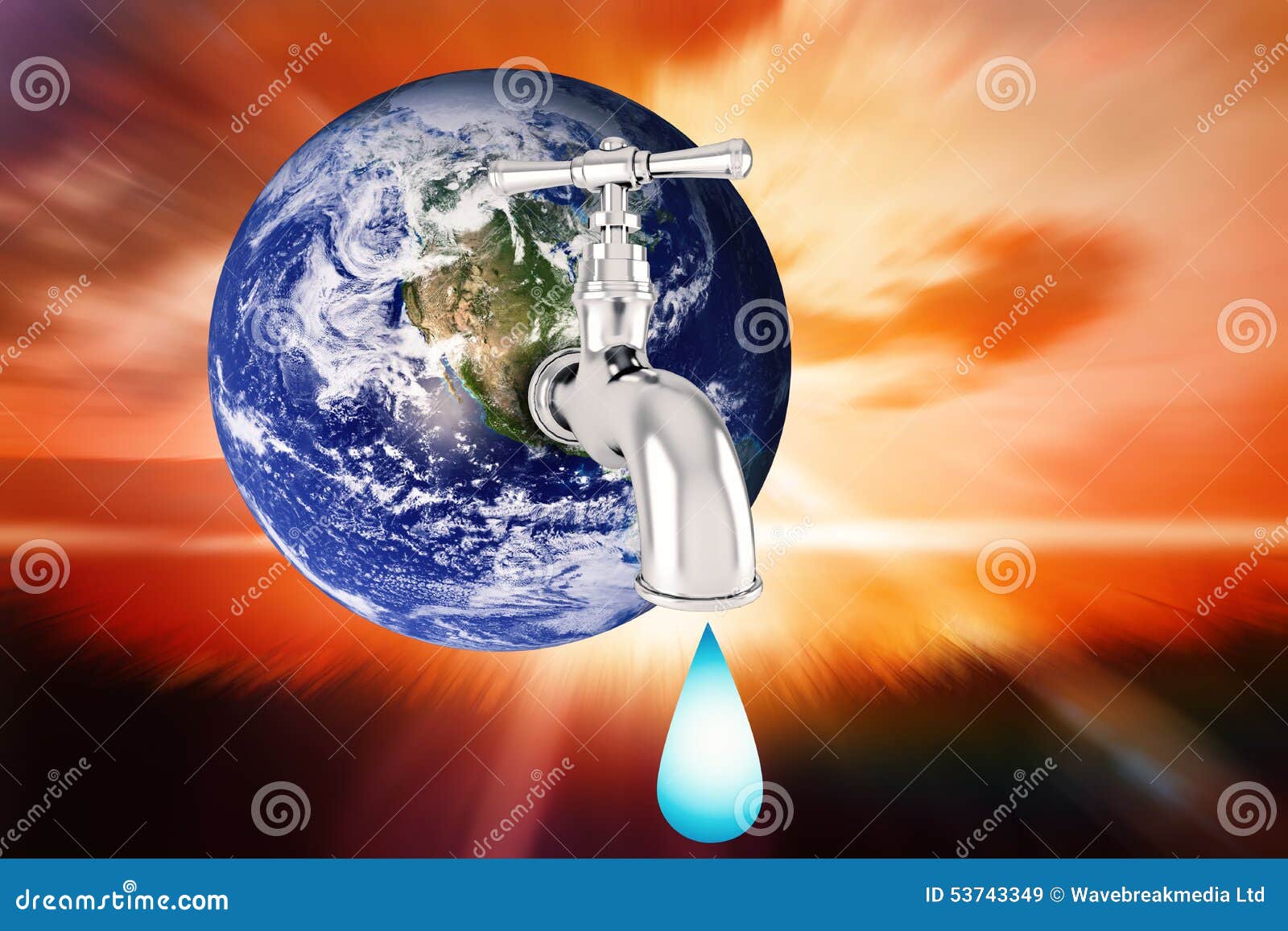 Composite Image of Earth with Faucet Stock Illustration - Illustration ...