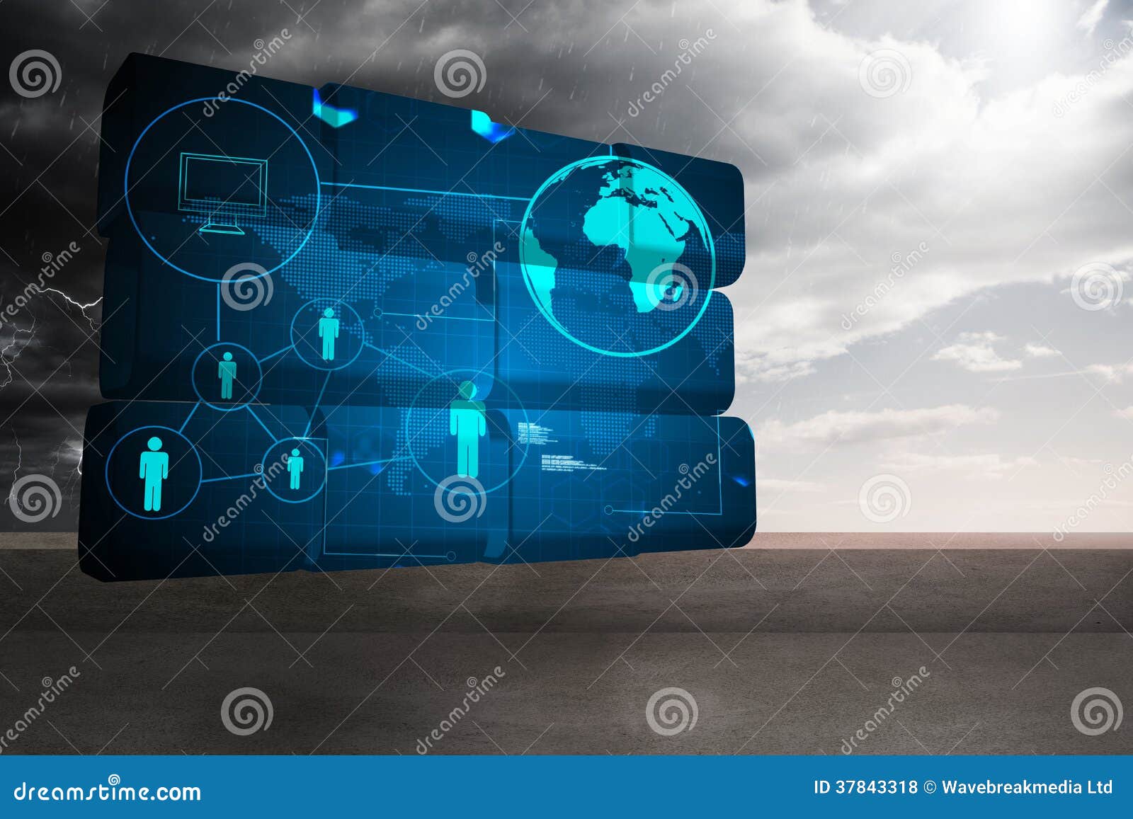 Composite Image of Earth Interface on Abstract Screen Stock ...