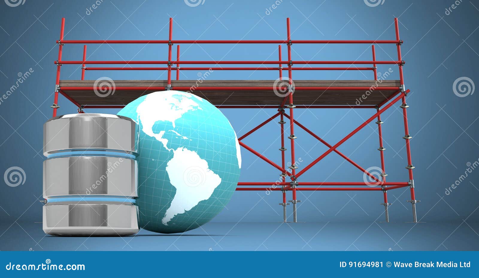 Composite Image of Earth and Scaffolding with Earth in 3d Stock ...