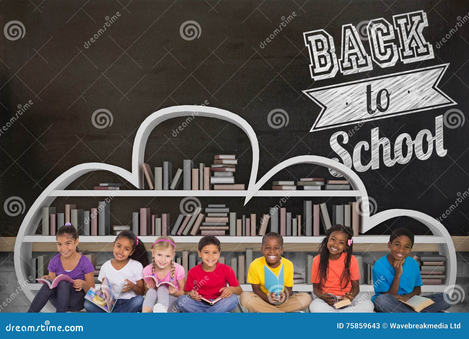 Composite Image of Elementary Pupils Reading Books Stock Image - Image ...