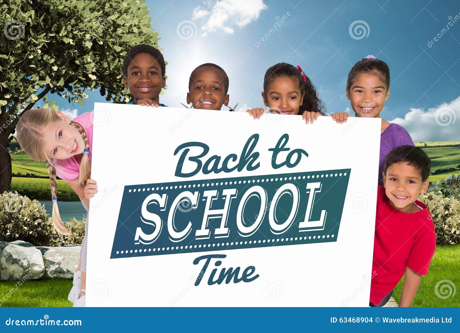 Composite Image of Elementary Pupils Showing Card Stock Photo - Image ...