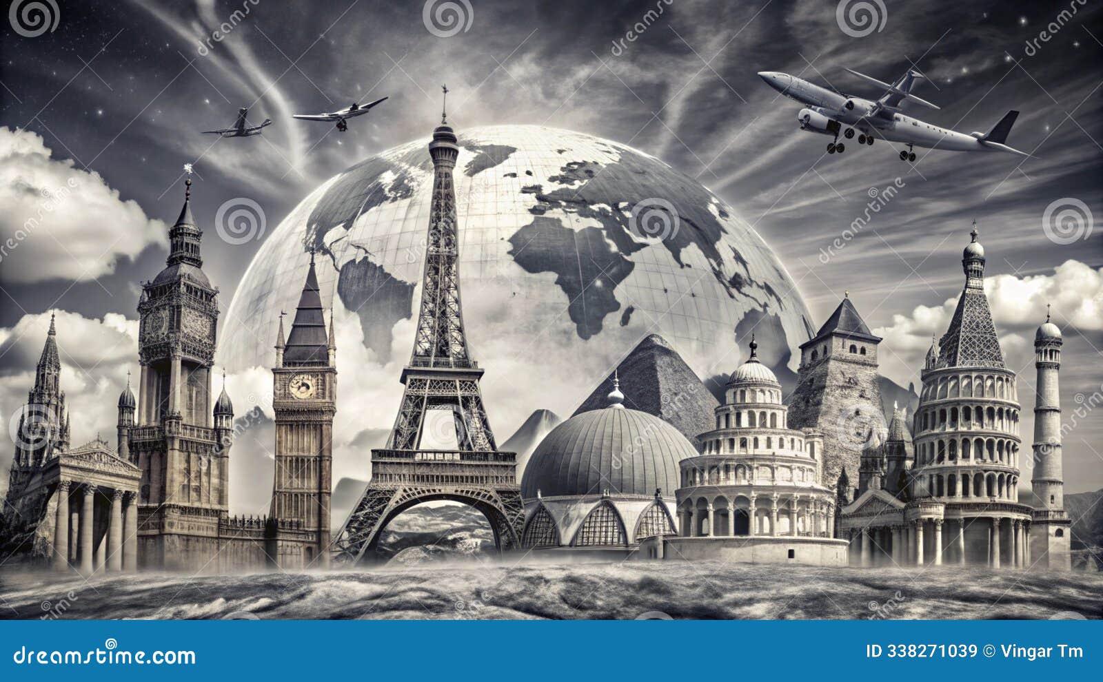 A Composite Image Featuring Iconic Landmarks from Around the World ...