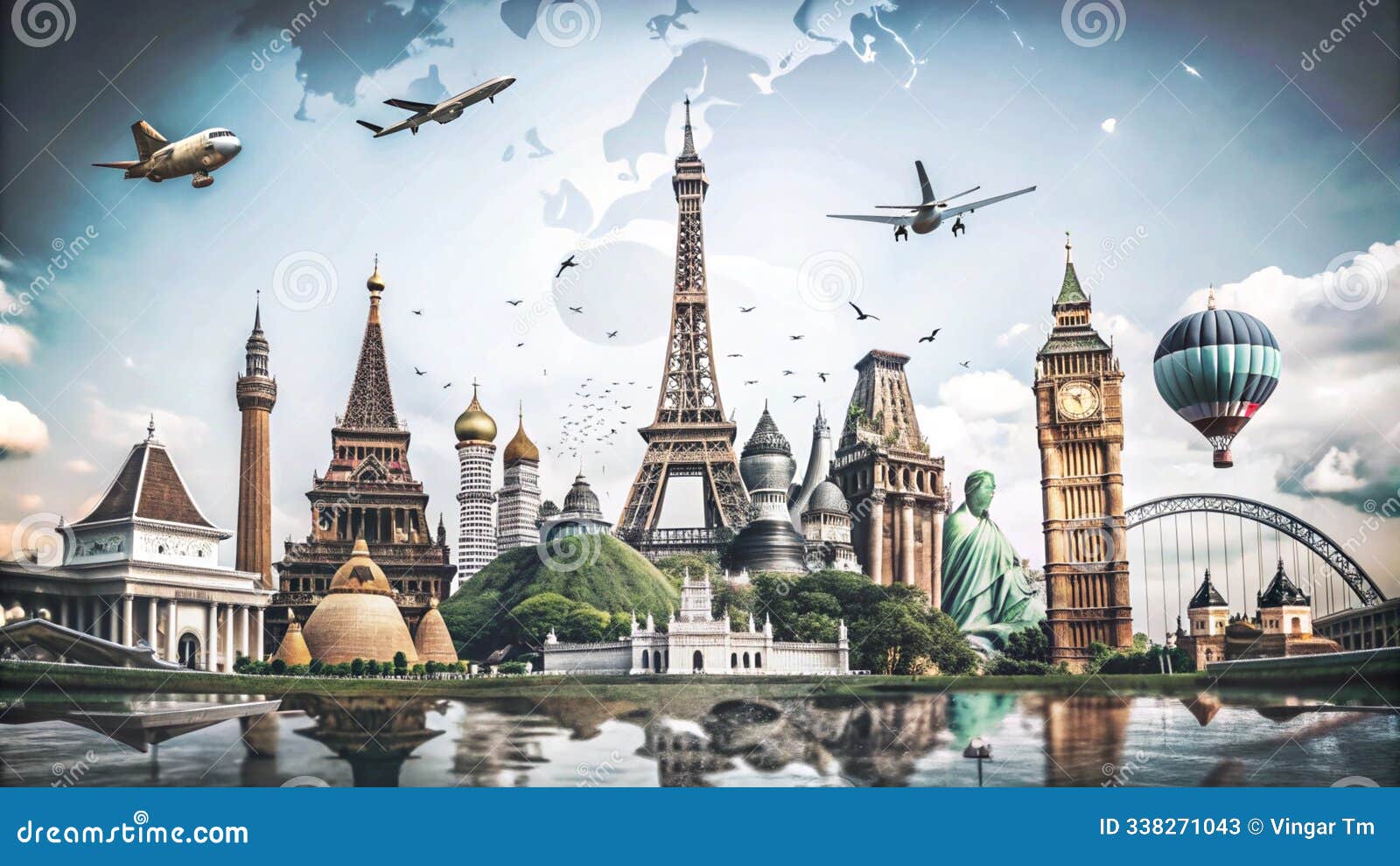 A Composite Image Featuring Iconic Landmarks From Around The World ...